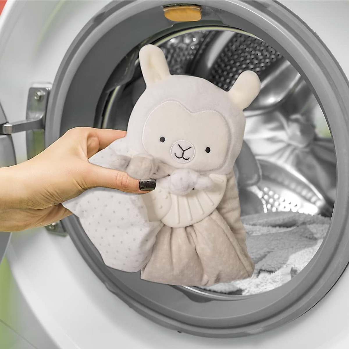 Lulyboo Lovey Baby Sleep Soother, Plush Security Blanket Teether with Music, White Noise and Vibration Machine, Attaches to Cribs, Llama