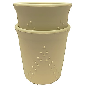 BraveJusticeKidsCo. | SiliSteel™ Drinking Cups | Kids and Toddler Silicone + Steel Dinnerware Cups | Unbreakable Dinnerware | Reusable Dishwasher Safe Water Glasses (2 Pack) (Cream)