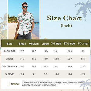 Men's Hawaiian Shirts Casual Button Down Short Sleeve Shirt Floral Aloha Beach Tropical Shirt Palm Leaf Green Small