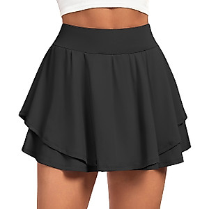 IUGA Tennis Skirts for Women with Pockets Shorts Athletic Golf Skorts Skirts for Women High Waisted Running Workout Skorts Black