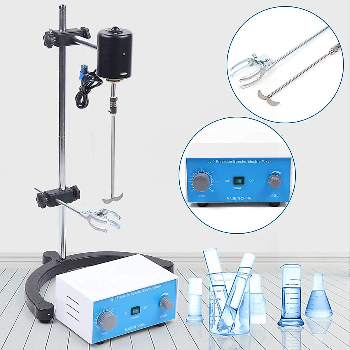 Electric Overhead Stirrer 100W 110V Lab Mixer with Stirring Rod 3000 RPM Top-Mounted Mixer Grinder Homogenizer Home Lab Homebrew Industrial Stirrer Industrial Grinder Homogenizer Mixer