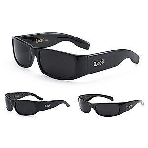 3 Pack Locs Mens Black Hardcore Shades Dark Lens Gangster Sunglasses, Large
