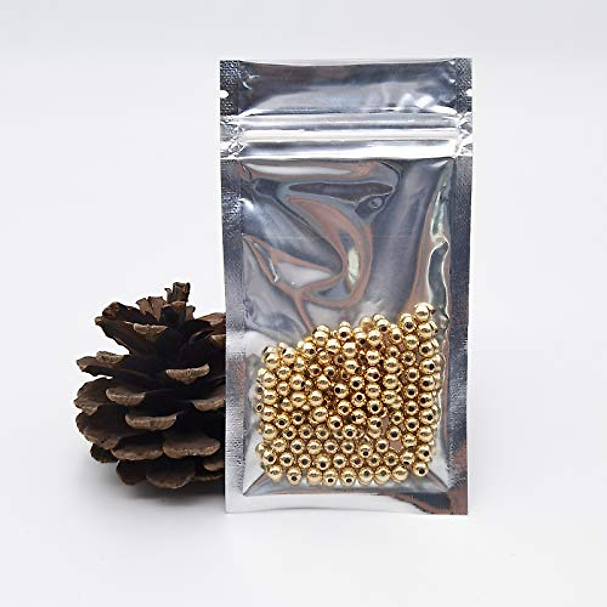 INSPIRELLE 120pcs 5mm Long-Lasting Pale Gold Plated Brass Rondelle Beads Round Metal Loose Connector Beads Metal Spacer Smooth Beads for DIY Bracelet Jewelry Making