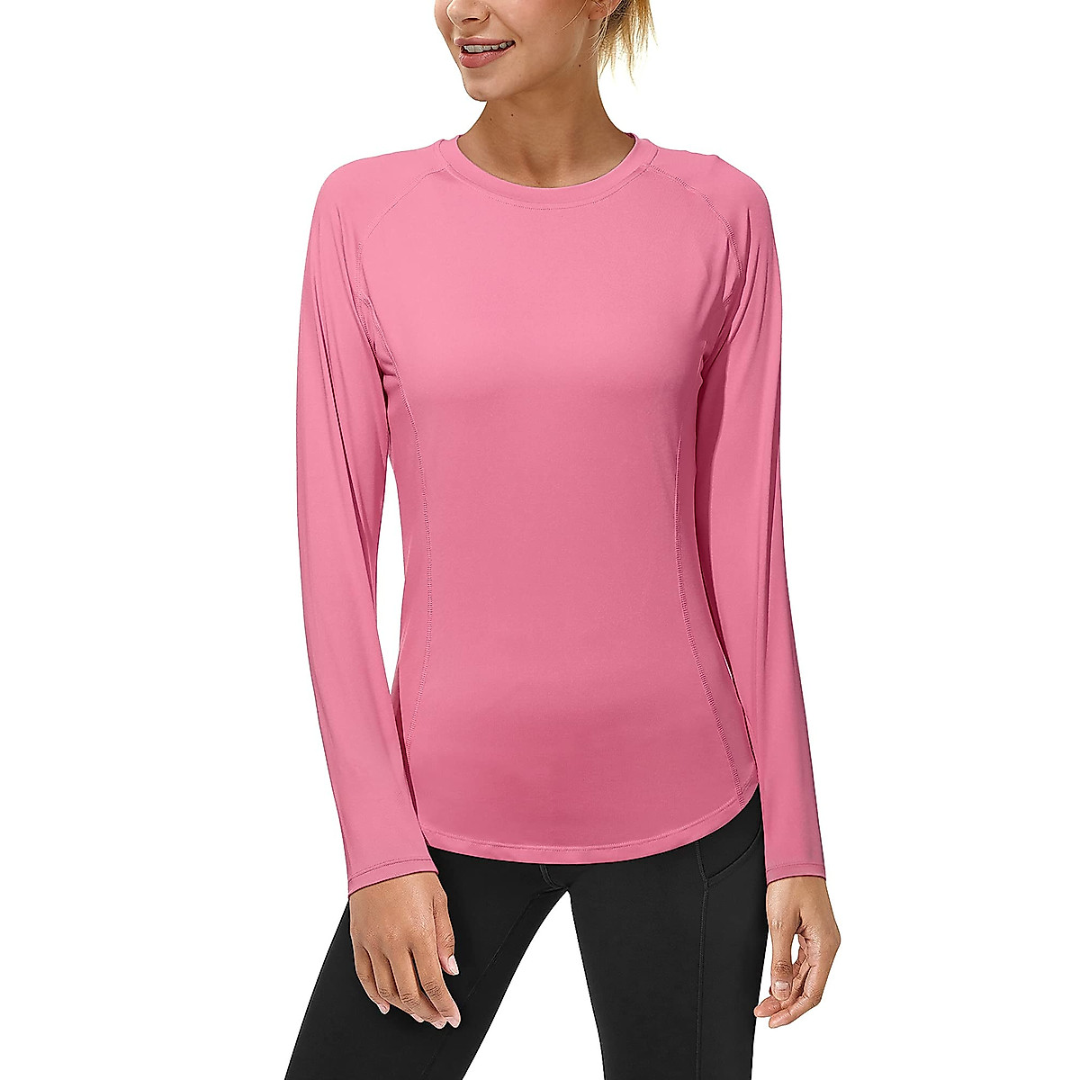 (Size:S) 2 Pack Womens Long Sleeve UV Sun Shirts UPF 50+ Workout Swim Rash Guard Tops