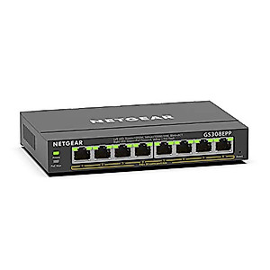 NETGEAR 8 Port PoE Gigabit Ethernet Plus Switch (GS308EPP) - with 8 x PoE+ @ 123W, Desktop or Wall Mount
