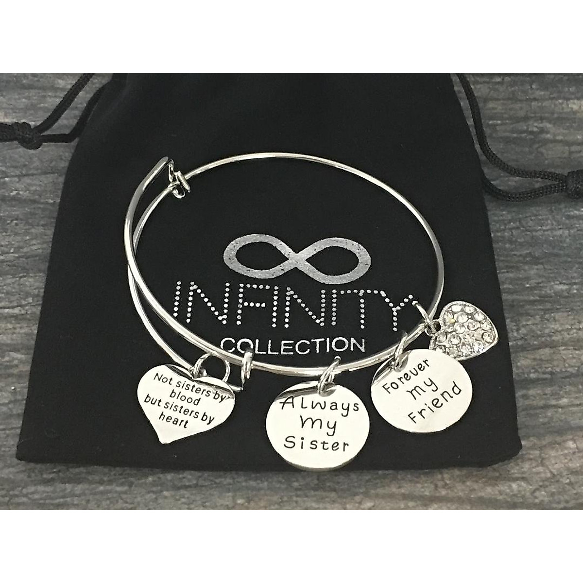 Infinity Collection Best Friends Bracelets- Not Sisters By Blood But Sisters By Heart Bracelet- Always my Sister, Forever My Friend Jewelry- Gift for Friends