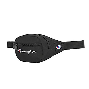 Champion unisex adult Waist Pack, Black/White Logo, One Size US