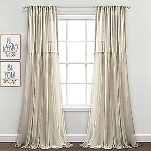 Lush Decor Tulle Skirt Solid Window Curtain Panel Pair, 84" L x 40" W, Neutral