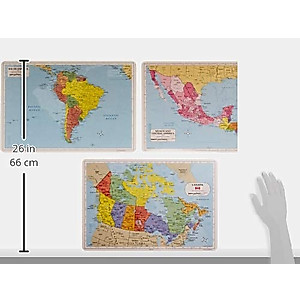 Painless Learning Educational Placemats South America Central America and Canada Maps Set Non Slip Washable