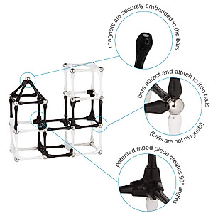 Goobi 110 Piece Construction Black and White Set Building Toy Active Play Sticks STEM Learning Creativity Imagination Children’s 3D Puzzle Educational Brain Toys for Kids with Instruction Booklet