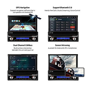 XTRONS Single Din Car Stereo Android 10 Car Radio DVD Player 7 Inch Touch Screen GPS Navigation 1 Din Qualcomm Bluetooth Head Unit Support Car Auto Play Android Auto Backup Camera DVR OBD2 TPMS
