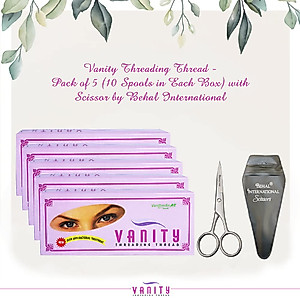 Vanity Threading Thread Pack of 5 (5 x 10 spools) with Behal International Scissor