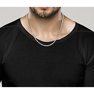 Miabella Solid 925 Sterling Silver Italian 3mm Square Byzantine Link Chain Necklace for Women Men, 925 Handmade in Italy (Length 20 Inches)