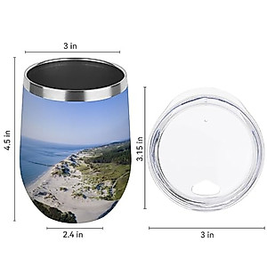 silichee 12 Oz Stainless Steel Tumbler Cups Water Bottle with Lid Aerial Photo Natural Beach in the Netherlands by Zeeland Drone Tumblers Vacuumcoffee Mugs for Hot and Cold Drinks,Wine,Coffee
