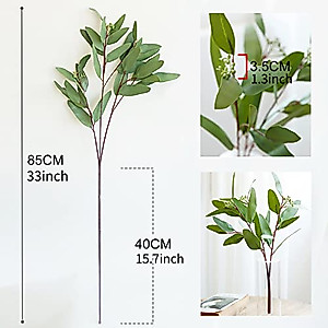 ANNIE&PANDA 3 Pack Faux Real Touch Artificial Eucalyptus Stems with Seeds 31'' Tall Fake Plants Leaves Olive Tree Branches Faux Greenery Stems for Bridal Wedding Bouquet Vase Table Centerpiece Decor