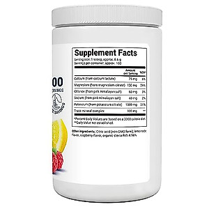 Dr. Berg Hydration Keto Electrolyte Powder - Enhanced w/ 1,000mg of Potassium & Real Pink Himalayan Salt (NOT Table Salt) - Raspberry & Lemon Flavor Hydration Drink Mix Supplement - 100 Servings