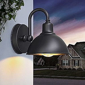 Bedroom wall lights, Wall Sconces, V-intage Industrial Country Farmhouse Wall Lantern Matte Black Iron Outdoor Wall Sconce IP65 Waterproof and Moisture-Proof Gooseneck Barn Light Villa Exterior Wall D