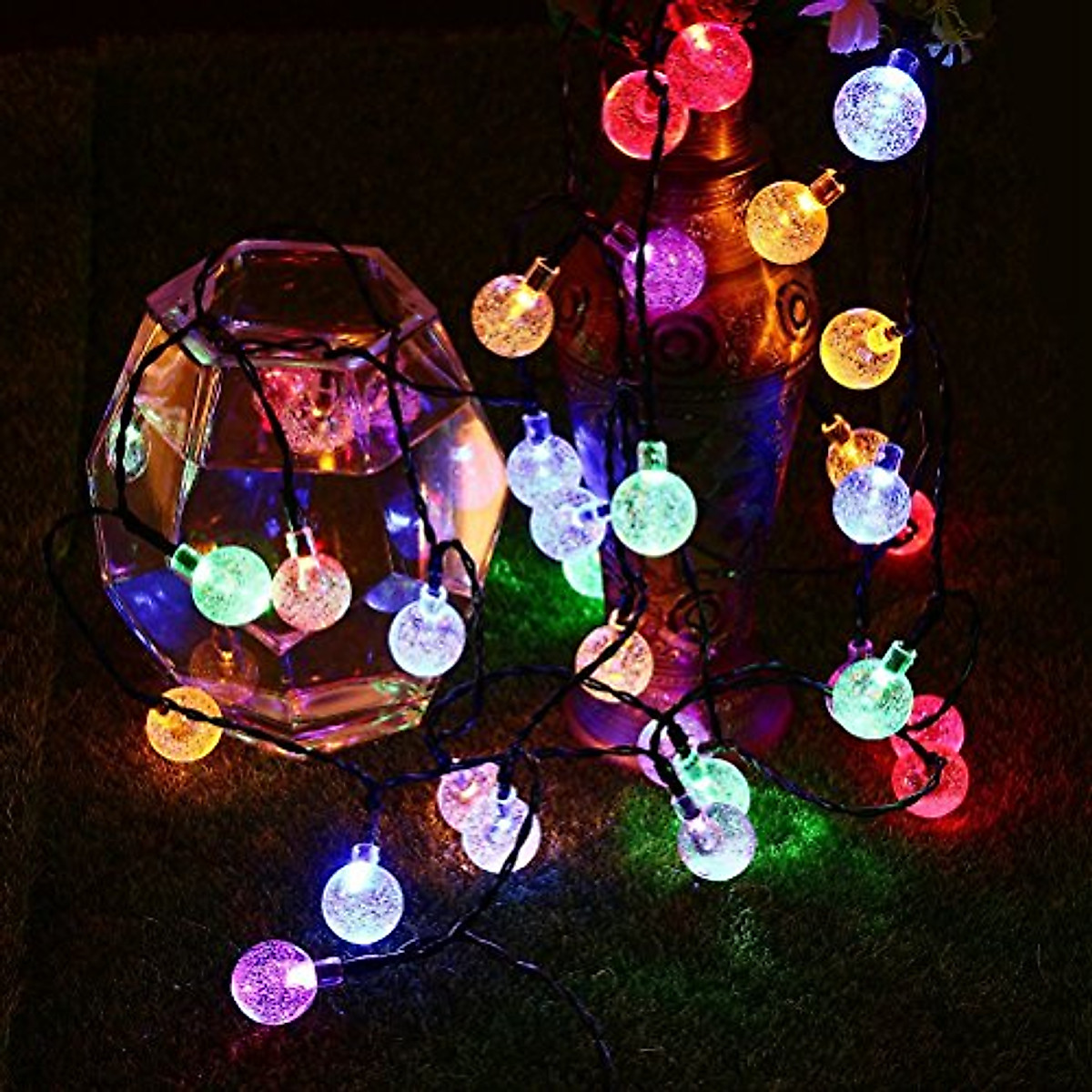 Christmas Lamp- 7M 50LED Crystal Ball Solar String Lights Christmas Fairy Garden Lights for Outdoor Home Lawn Patio Party and Holiday Decorations (Warm White Light)