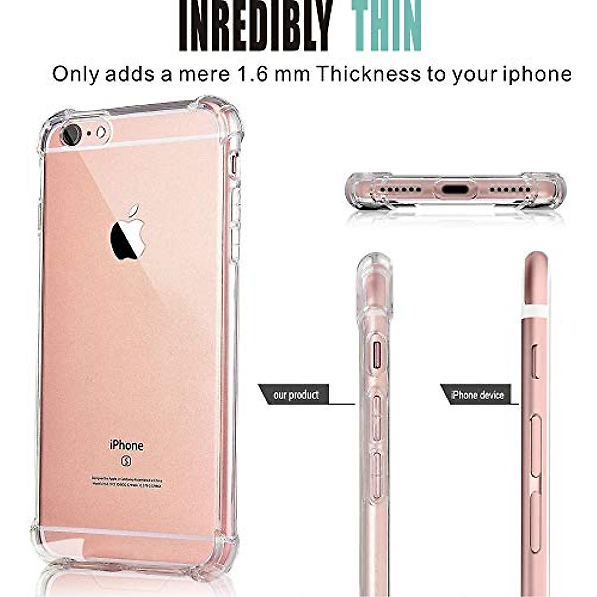 iPhone SE 2nd 2020 New/iPhone SE 3 2022, iPhone 8, iPhone 7 Case, Screen Protector Slim Shock Absorption Reinforced Corner Soft TPU Silicone Clear iPhone SE 3 2022 Case 4.7" (Clear)