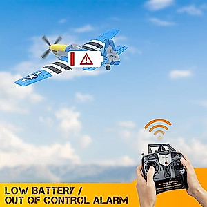 VOLANTEXRC RC Plane P51D Mustang RTF for Beginners, 2.4Ghz 4CH Remote Control Airplane Easy to Fly with Gyro Stabilization, Outdoor Hobby WWII Toy Gift for Kids & Adults (Blue)