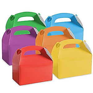 Rainbow Treat Boxes Party Favor Boxes,24 Pack Cardboard Gift Boxes for Bridesmaid Proposal/Birthday/Party/Wedding, Red Kraft Paper Present Packaging Box with Lids (6.2 x 3.5 x 3.6 In)
