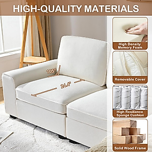 HALLYBEE 71" Loveseat Sofa, 2 Seater Small Modern Sofa for Living Room, Linen Sofa with Removable Cushion Cover Wide Square Armrest, Comfy Couches for Living Room Bedroom Office White