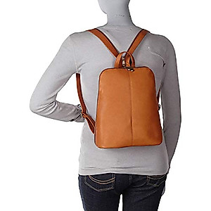 Le Donne Leather Women’s Tech-Friendly Backpack – Premium Full-Grain Colombian Vaquetta Leather Backpack, 11” x 12” x 4” (Cafe)