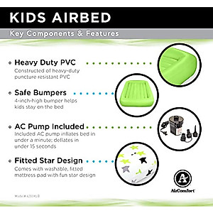 Air Comfort Kids Air Mattress, Toddler Inflatable Air Bed with Star Sheet and Air Pump, 150lb Weight Limit