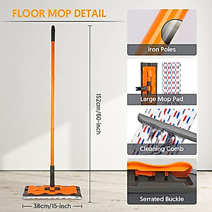Microfiber Floor Mop for Hardwood Floor Cleaning, SEVENMAX Wet Dry Flat Mop with 3 Reusable Mop Pads and 360 Degree Rotating Floor Dust Mop Suitable for Hardwood Laminate Tile Kitchen Floor Cleaning
