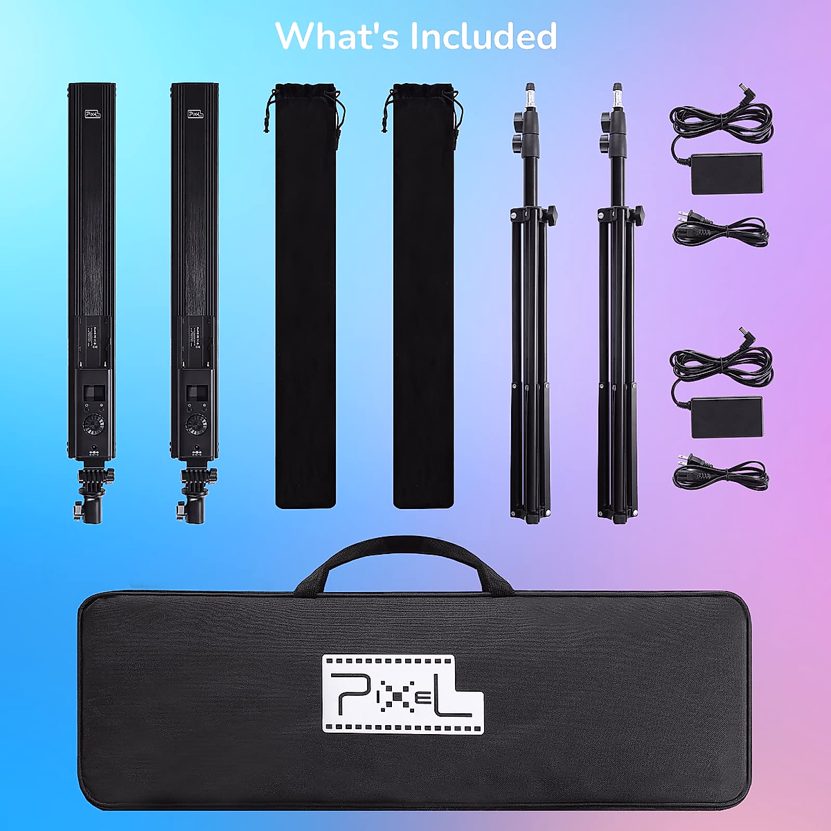 LED Tube Lights with 2500-8500K for Video|Light Wand from Pixel| Led Light Stick with Tripods| Light Wand Photography 2 Packs|RGB Tube Light with Carrying Bag|Photo Led Light Bar Controlled by APP
