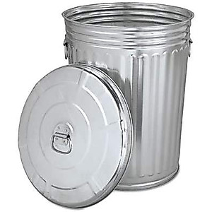 COLIBROX Pre-Galvanized Trash Can with Lid, Round, Steel, 20gal, Gray, Sold as 1 Each