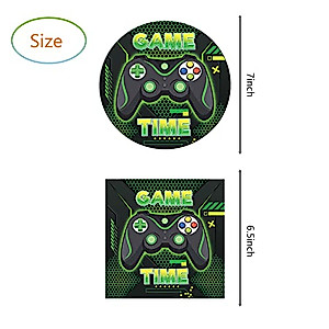 Video Games Party Tableware Supplies Set, 20 Plates and 20 Napkins,Video Games Theme Party Baby Shower Birthday Decorations