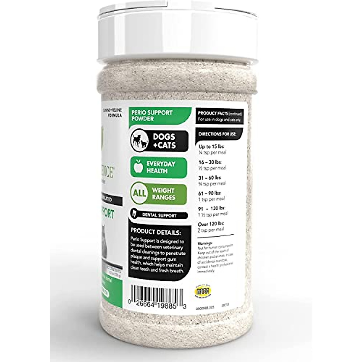 VETRISCIENCE Perio Support Teeth Cleaning Dental Powder for Dogs and Cats, Up to 192 Servings – Clinically Proven to Reduce Plaque and Tartar