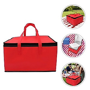 SOLUSTRE Insulated Food DeliveryBags Grocery Pizza Tote Bag Pouch Foldable Heavy Duty Storage Container For Hot And Cold Food Restaurants Catering (Red)