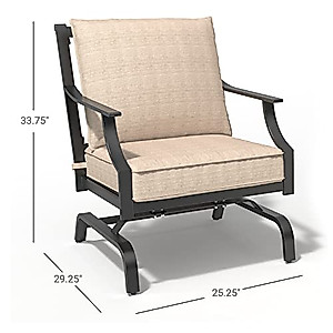 Grand patio Outdoor Patio Seating Chair, Motion Chair, Stationary Rocker, Padded Cushion Chair, Set of 2, Beige