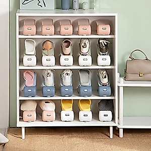 ULTECHNOVO 4pcs Double Deck for Saving Grey/Slipper Racks Holder Sneaker Clo Slots Showcase -Layer Shoe Stacker Fixtures Green Saver Display Organizer Practical Space Household Sandal