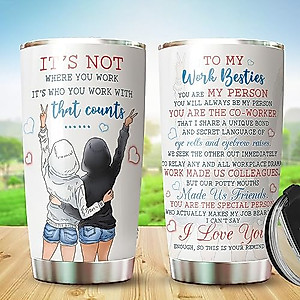 YANBI Work Bestie Tumbler For Women - Gifts For Best Friend Women - Gifts for Women Bestie - Bestie Cup - To My Work Bestie Tumbler - Bestie Mug - Gifts For Friend Female