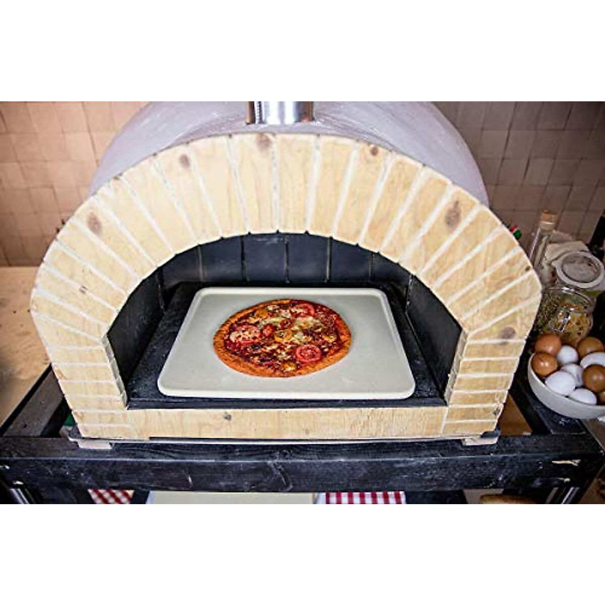 Boska Pizza Stone Plate Deluxe - Best for Oven, BBQ, and Grill - Natural Non-Toxic and Non-Stick Surface - Thermal Shock Resistant Cooking Stone - Heavy Duty Ceramic Cookware