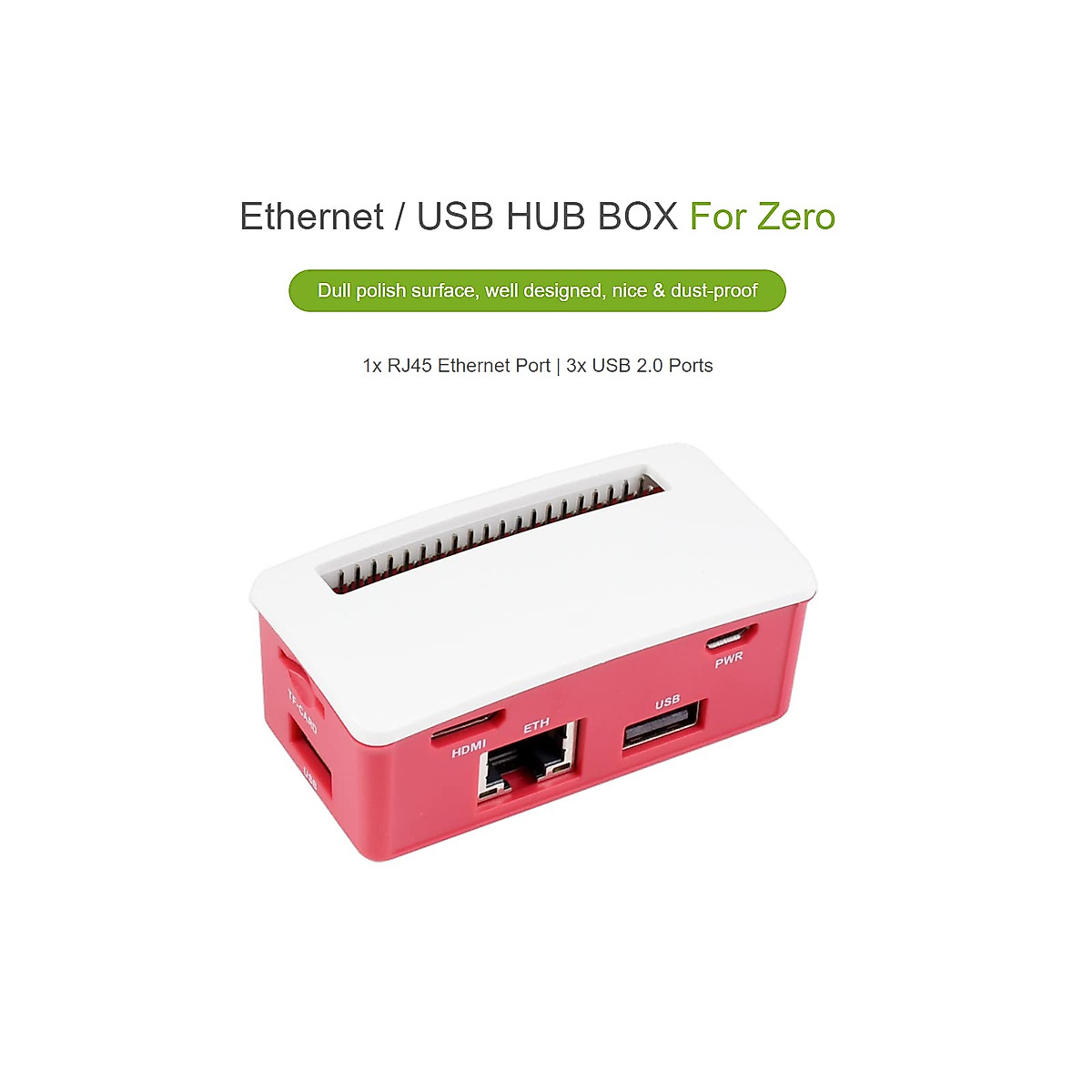 waveshare Ethernet/USB HUB HAT B with Box ABS Case for Raspberry Pi Zero/Zero W/2 W/Zero WH/2 WH,PC,with 1 RJ45 10/100M Ethernet Port, 3 USB Ports Compatible with USB2.0/1.1