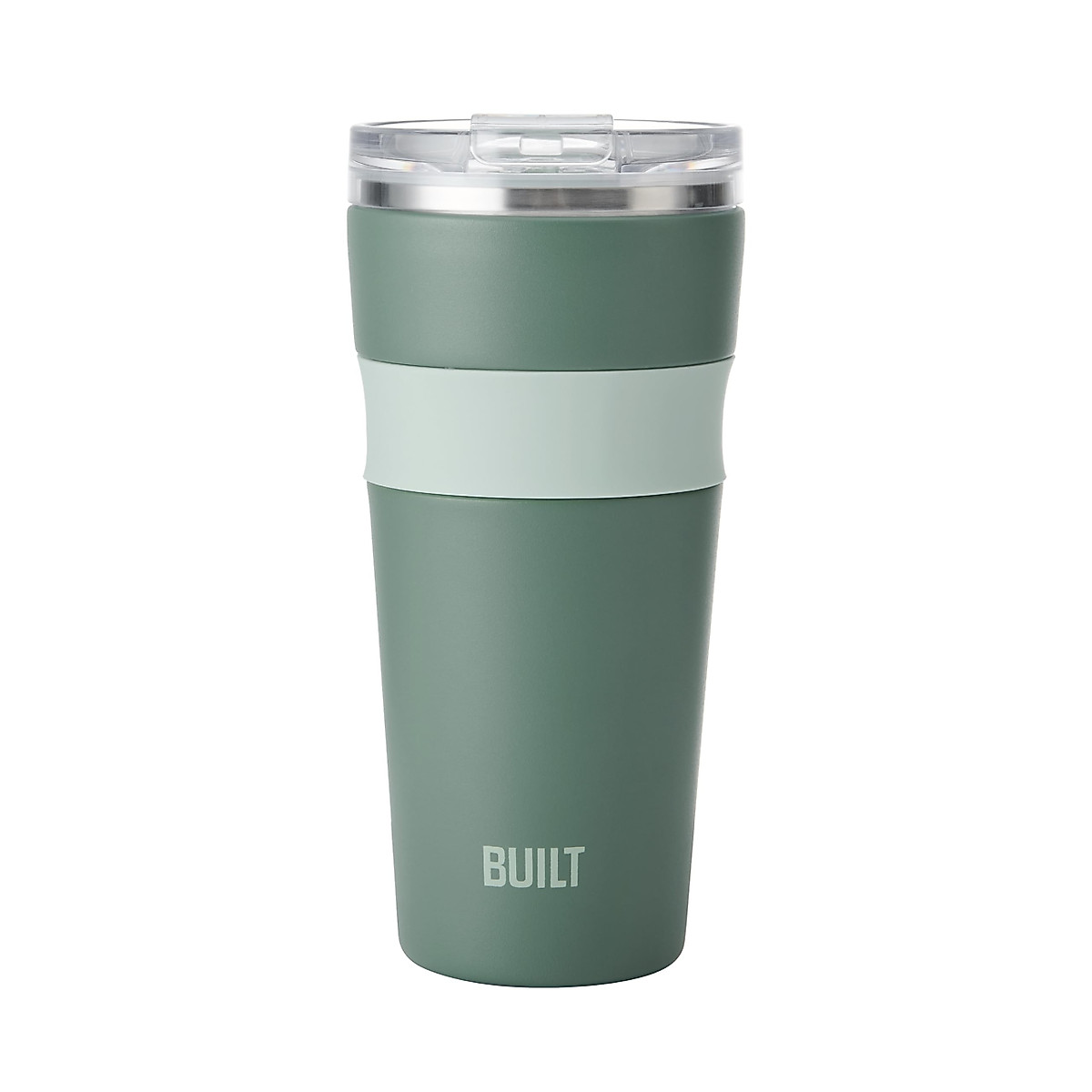 BUILT 24oz Shasta Double Wall Vacuum Insulated Stainless Steel Tumbler with Easy to Clean Flip to Open Lid, Sage