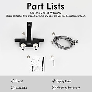 KES Black Bathroom Faucet 4-Inch Centerset, Modern Bathroom Sink Faucet with Supply Lines, SUS304 Stainless Steel, L4150LF-BK