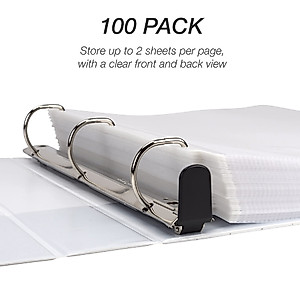 Samsill Sheet Protectors, 8.5x11 Inch Page Protectors, 3 Ring Binder, Standard Weight, Non-Glare Protector, Letter Size, Top Loading, Acid Free, 100 Pack