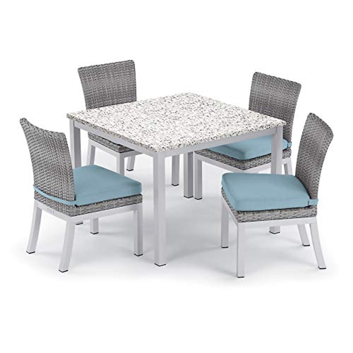 Oxford Garden Argento TVWSCR2IB Side Chair − Resin Wicker Oxford Garden Argento - Ice Blue Cushion - Set of 2
