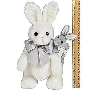 Bearington Skip and Hop White Gray Plush Stuffed Animal Bunny Rabbit, Adorable, Cuddly, Great Gift for Bunny Lovers of All Ages, Birthdays, Holidays and Special Occasions, 14 inches