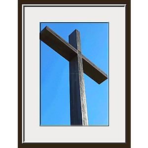 Cross Photo Christian Wall Art Fine Art Print He is Risen Easter Gift Blue Grey Black and White Home Decor Minimalist Photography 5x7 8x12 12x18 16x24 20x30