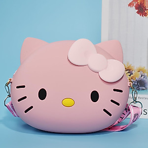 Kawaii Kitty Bag with Adjustable Shoulder Strap, Zipper Handbag Cute Kitty Coin Wallet Purse Shoulder Bag, Coin Pouch for Gifts Women Birthday - Pink