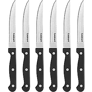 Cuisinart C77TR-6PSK Triple Rivet Collection 6-Piece Steak Knife Set, Black
