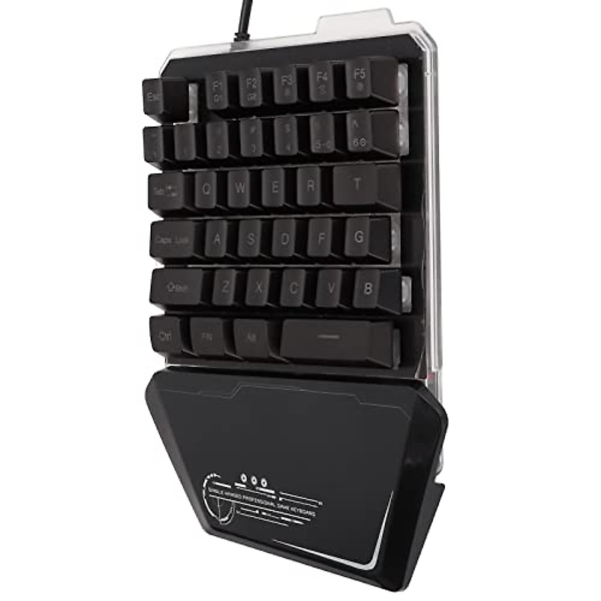 One Handed Gaming Keyboard, Gaming Keyboard Portable Integrated Palm Rest 35 Traditional Button Ergonomic Plug and Play for Office for Home