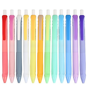 COLNK Assorted Colors Ballpoint Pens, Medium Point 1.0mm,Comfortable Triangle Grip Colored Pen Ballpoint Set for Journaling Planner,Long Lasting Writing,12 Count