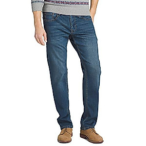 IZOD Men's Comfort Stretch Straight Fit Jean, Mavericks Blue, 34x32